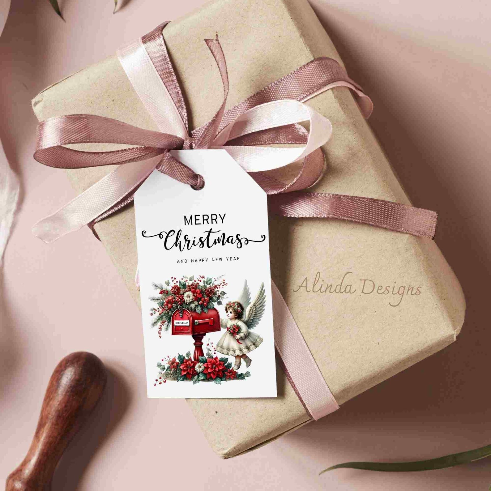 Watercolor Christmas Vintage Mailbox and Angel Clipart, Holiday Retro ...