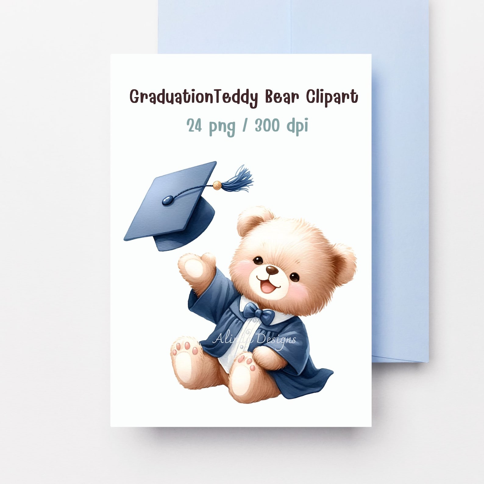 Graduation Teddy Bear Clipart, Cute Digital Bears in Caps and Gowns ...