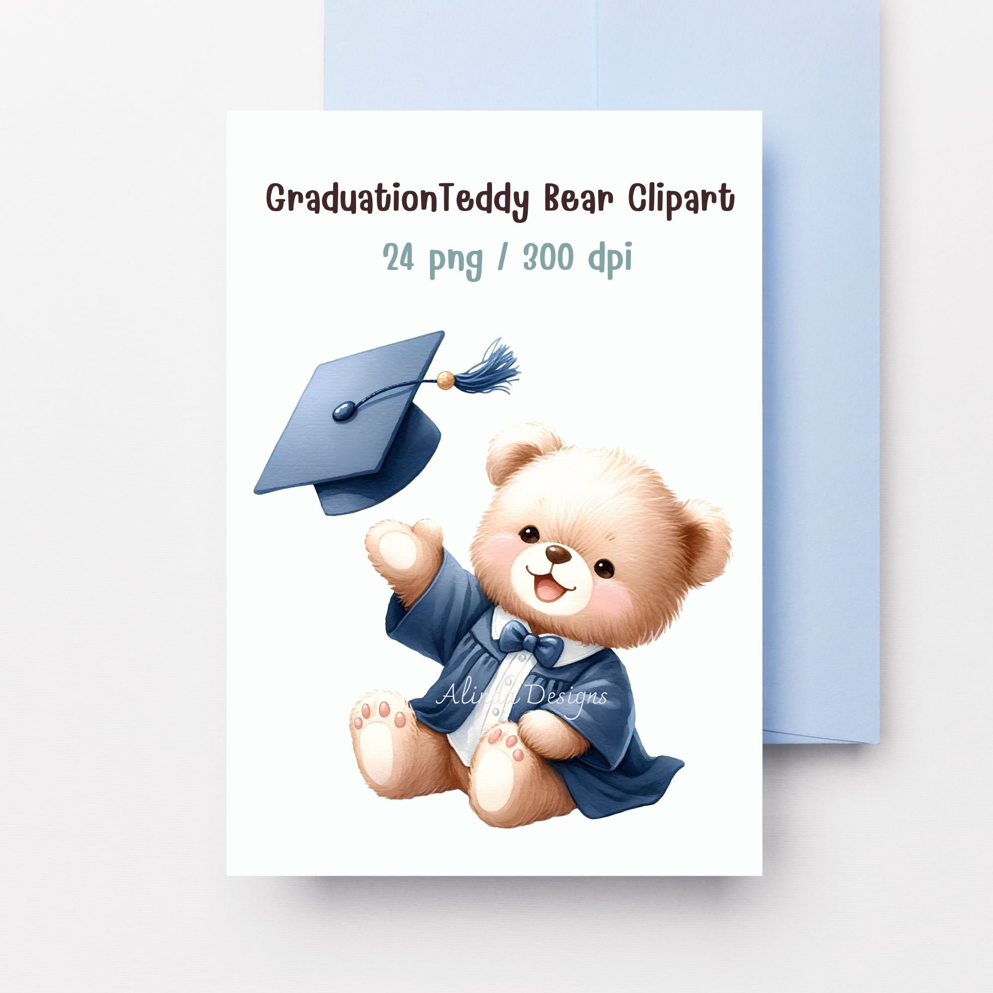 Graduation Teddy Bear Clipart, Cute Digital Bears in Caps and Gowns ...