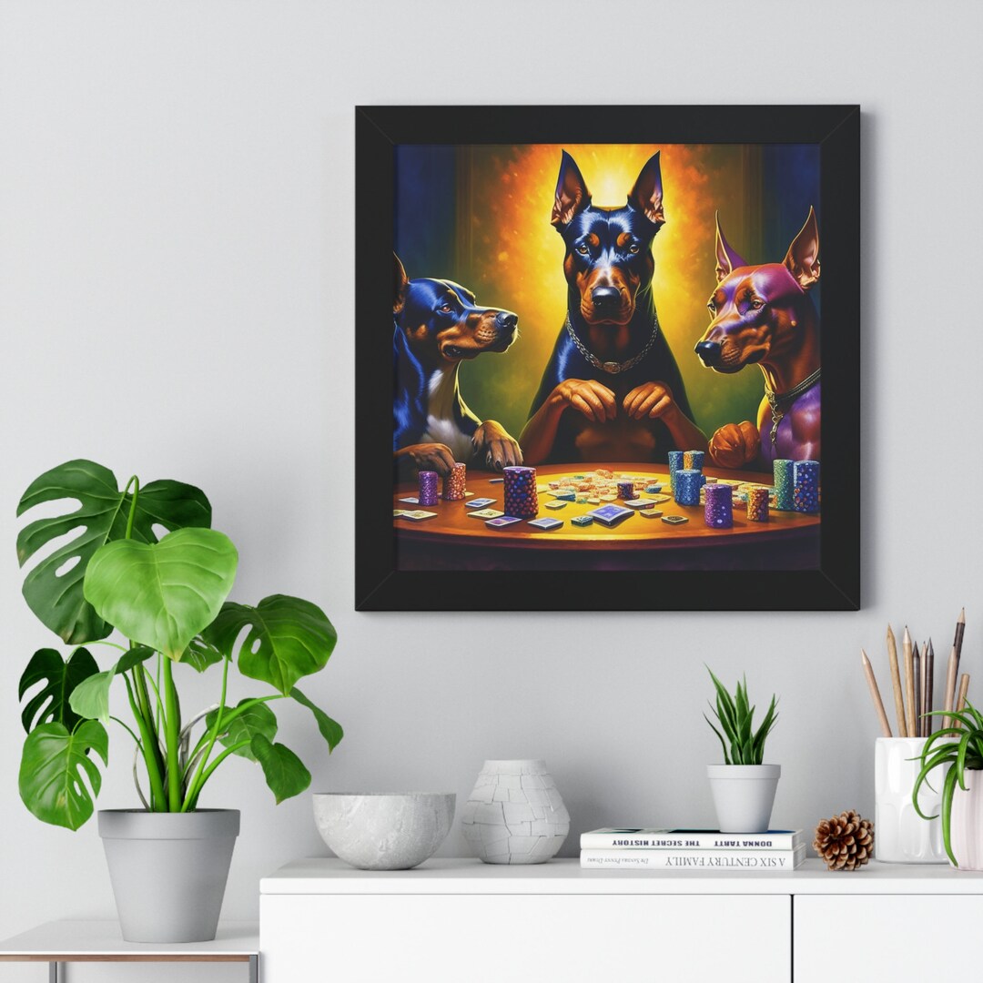 Dobi Dogs Playing Cards Framed Portrait - Etsy