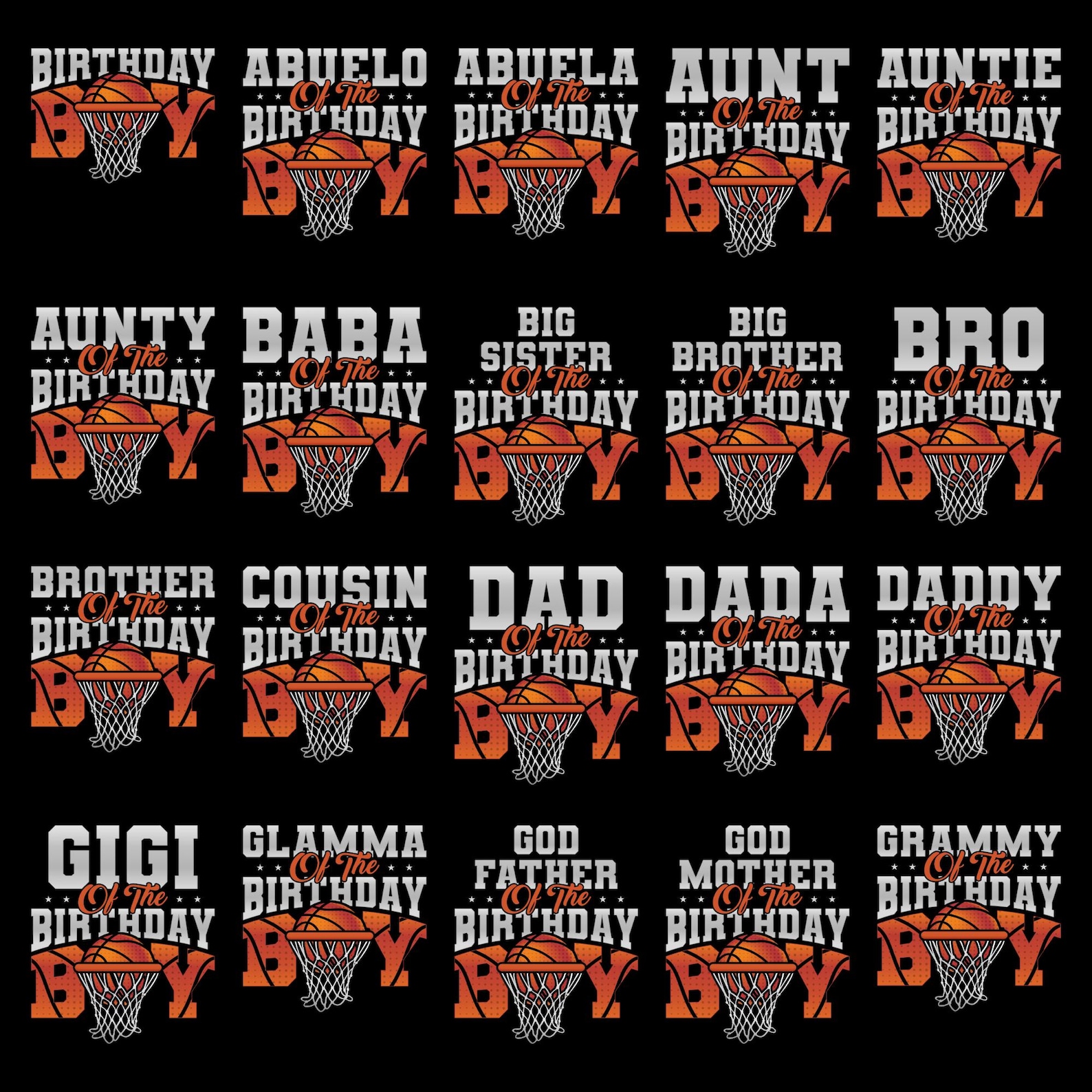Basketball Birthday PNG Clipart Bundle: 50+ Family Designs (digital ...