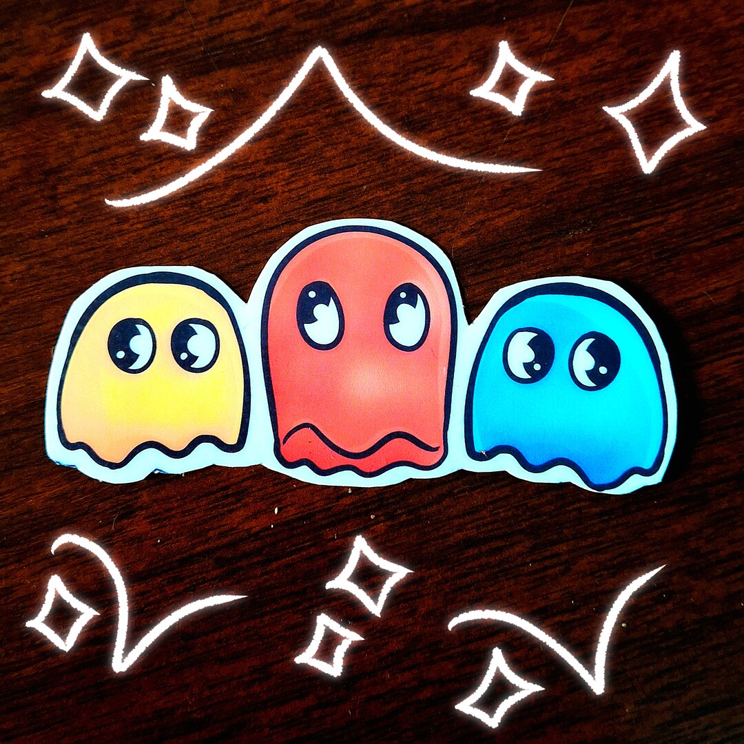 Pac-man Cute Little Ghost Guys Sticker - Etsy