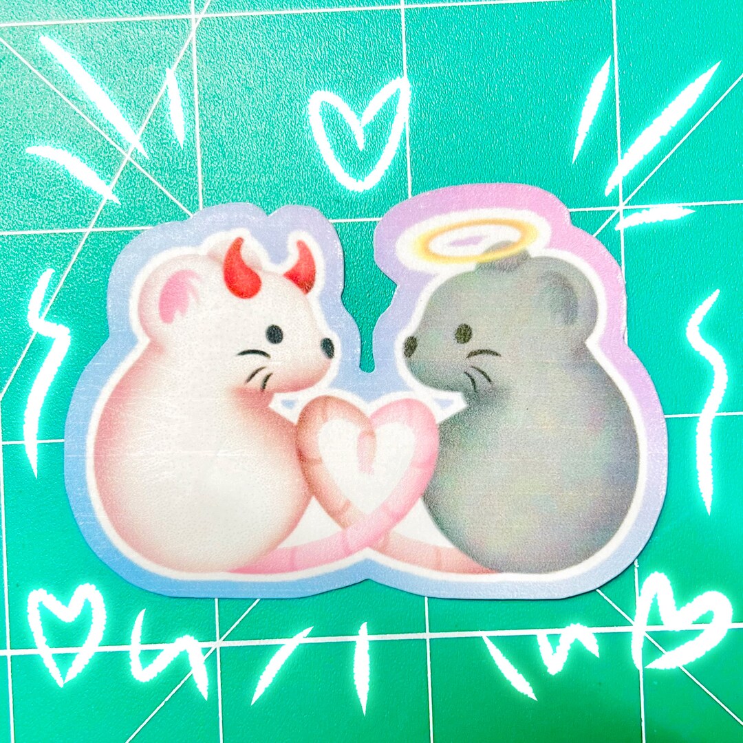 Forbidden Love for Mice Cute Loveable Devil Angel Rat Mice Stickers - Etsy