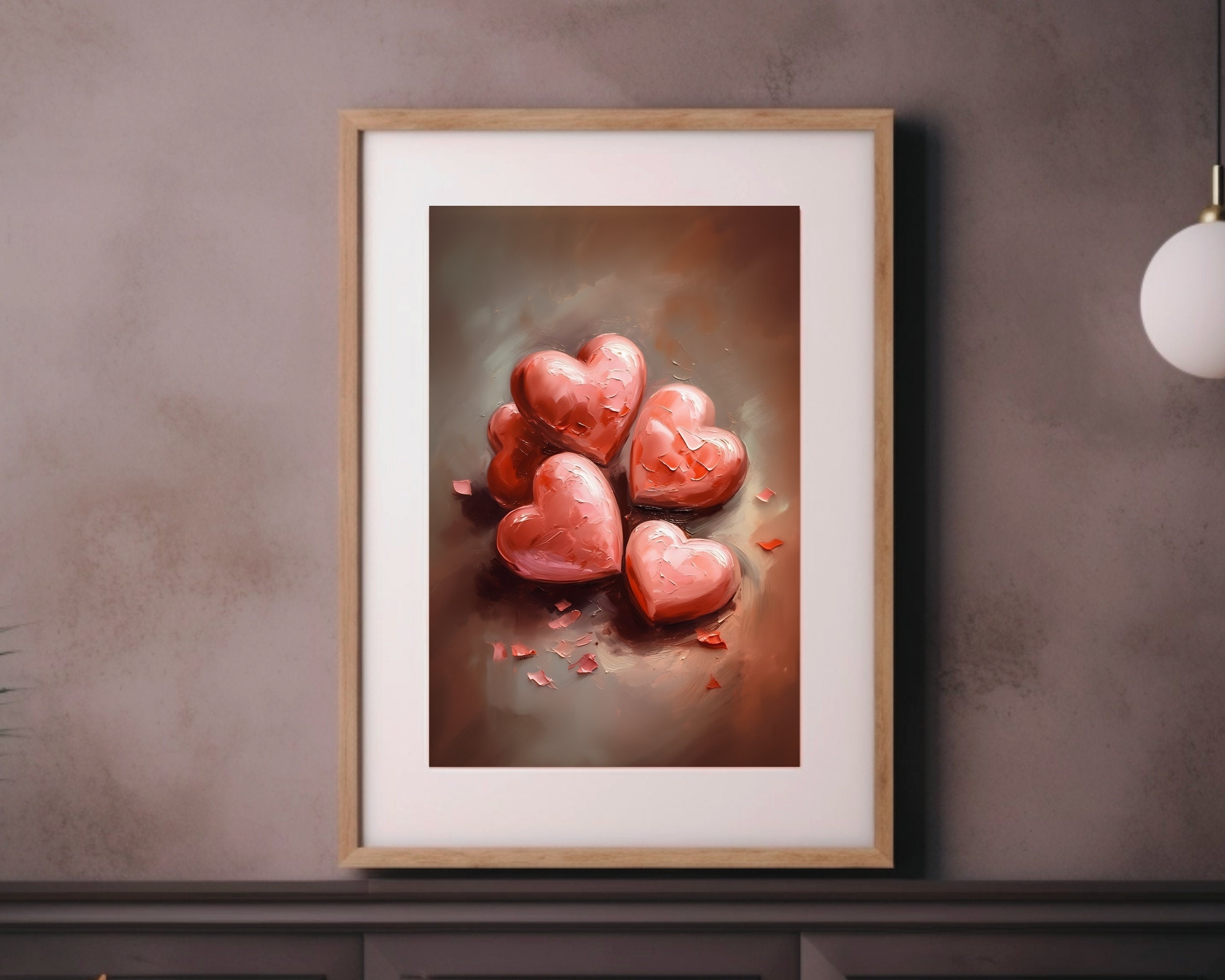 Heart Valentines Day Wall Art, Red Pink Print, Valentine Decor ...