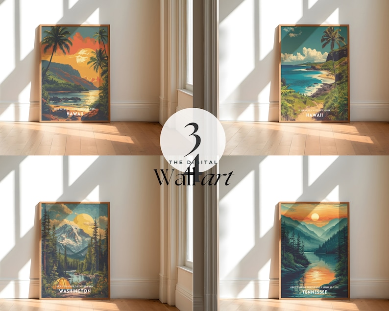 National Parks Art Prints: USA Travel Poster Set (digital Download) - Etsy