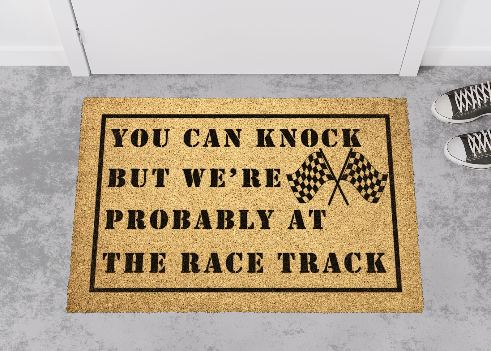 You Can Knock but We're Probably at the Race Track Doormat | Dirt Track ...