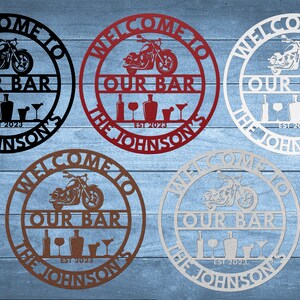 Welcome to Our Bar Personalized Motorcycle Metal Sign | Gift for Biker ...