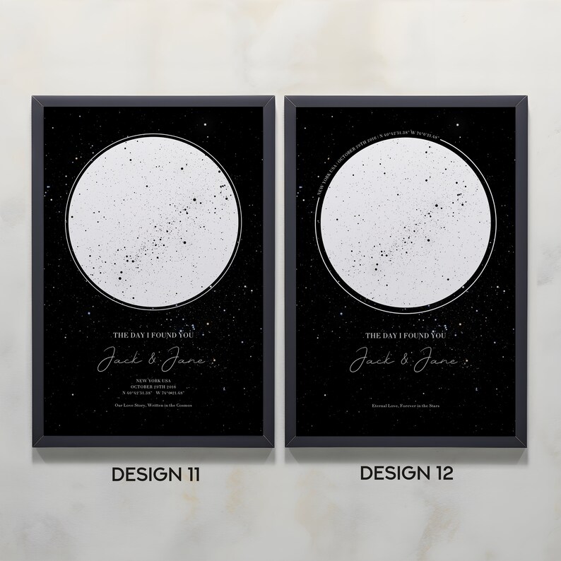 Digital Custom Star Map, Constellation Map, Star Map by Date ...