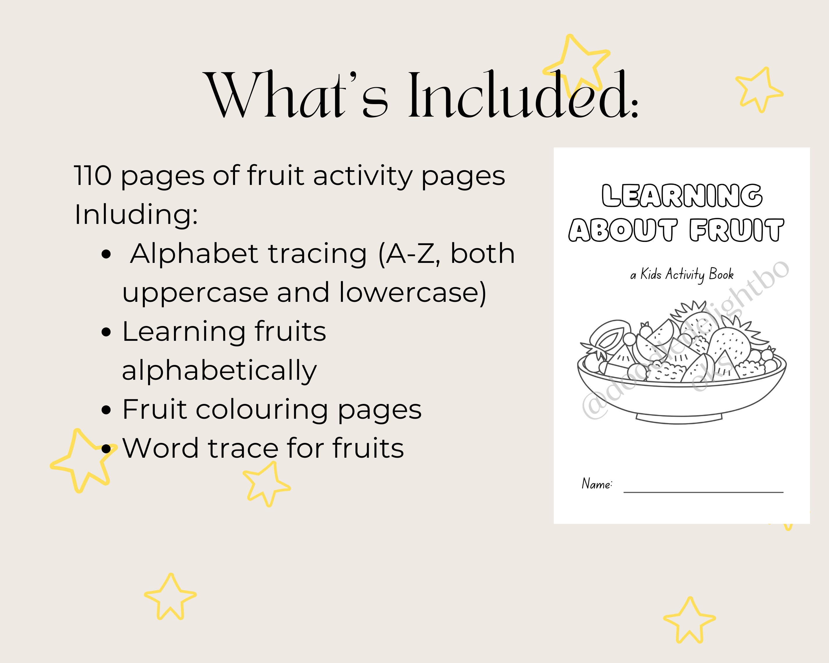 Fruit Activity Pages, Fruit Coloring Pages, Fruit Activity Book for ...