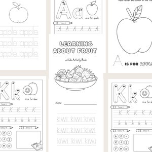 Fruit Activity Pages, Fruit Coloring Pages, Fruit Activity Book for ...