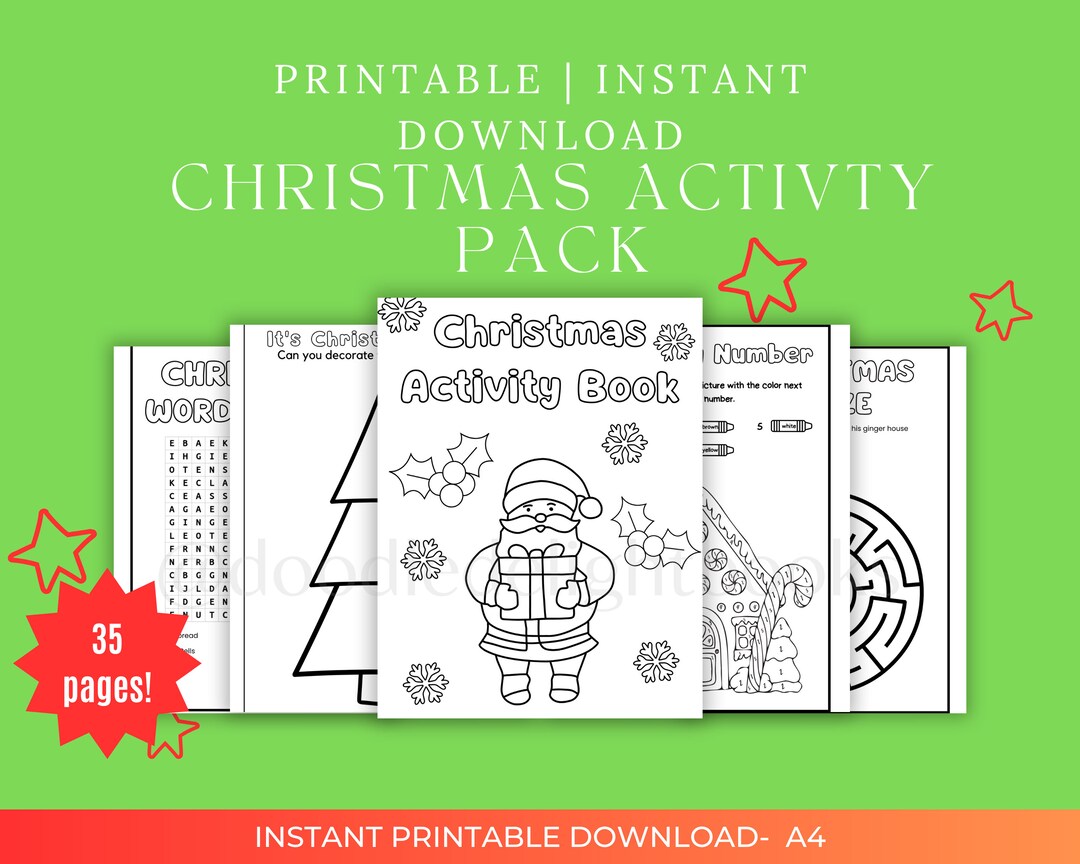 Christmas Activity Book for Kids, Printable Christmas Pages, Christmas ...