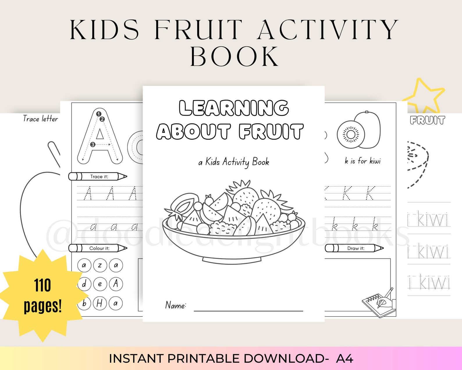 Fruit Activity Pages, Fruit Coloring Pages, Fruit Activity Book for ...