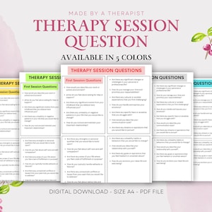 Therapy Session Questions Bundle, Therapy Counseling Notes Template ...