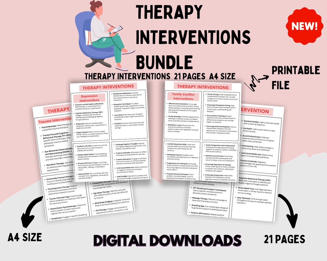 Therapeutic Interventions, Therapy Intervention List, Therapist Cheat ...