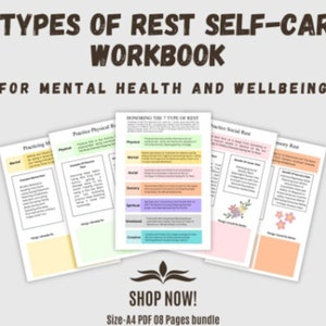 7 Types of Rest Self Care Workbook for Mental Health and Wellbeing ...