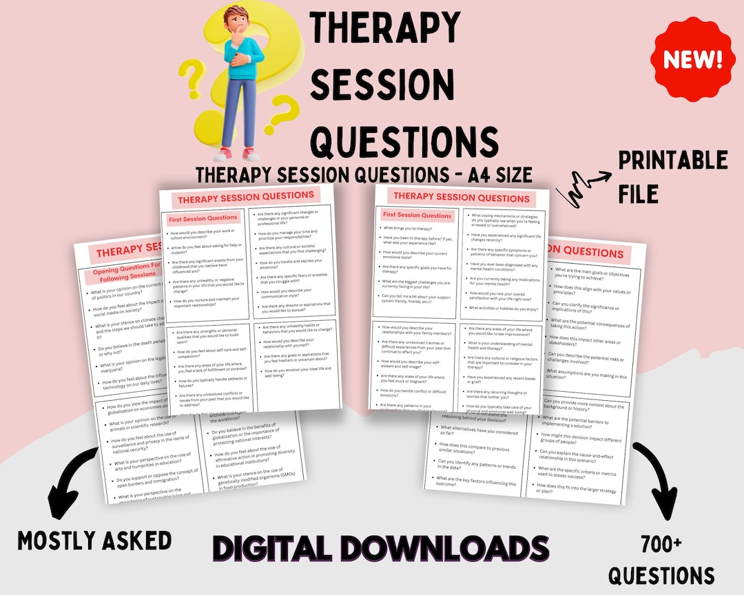 Therapy Session Questions Bundle, Therapy Counseling Notes Template ...