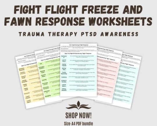 Signs of Trauma Worksheet, Fight Flight Freeze and Fawn Response ...