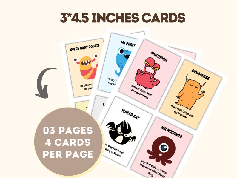 Thought Monsters Thinking Trap Cards for Kids, Children's Counselling ...