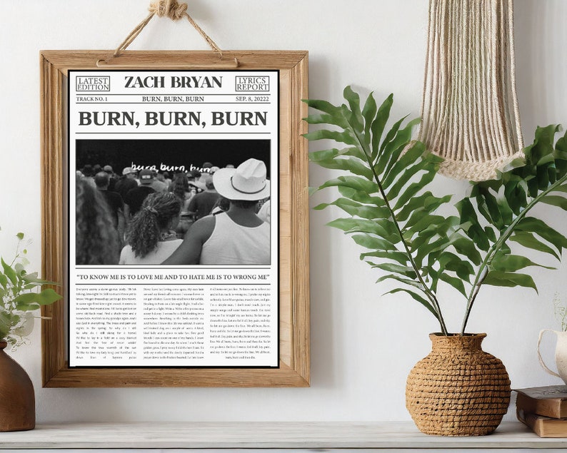 Zach Bryan Album Poster, Deann Album Poster, Album Poster,burn Burn ...