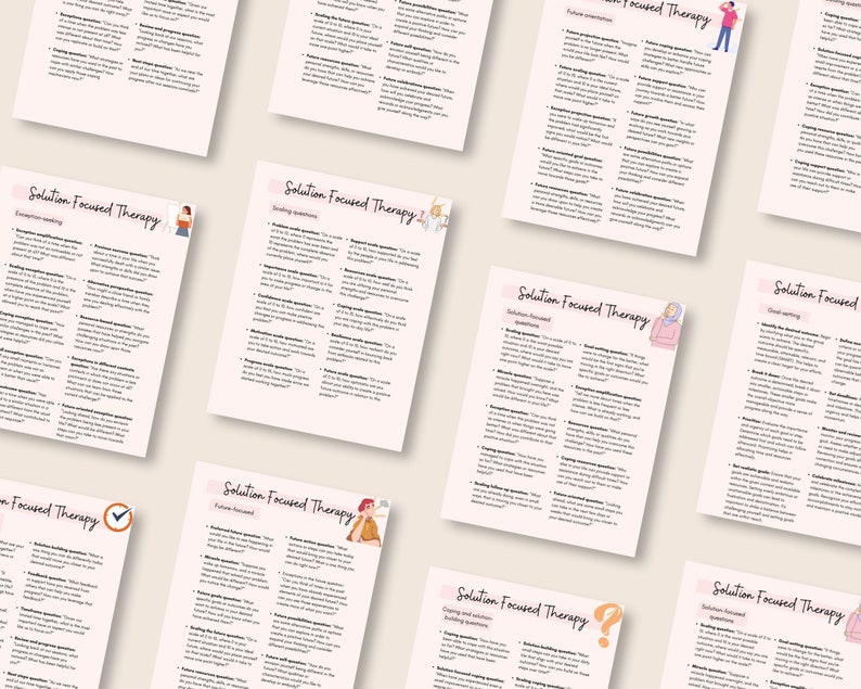 Solution Focused Therapy Questions Cheat Sheet, Therapy Session ...