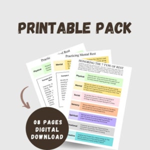 7 Types of Rest Self Care Workbook for Mental Health and Wellbeing ...