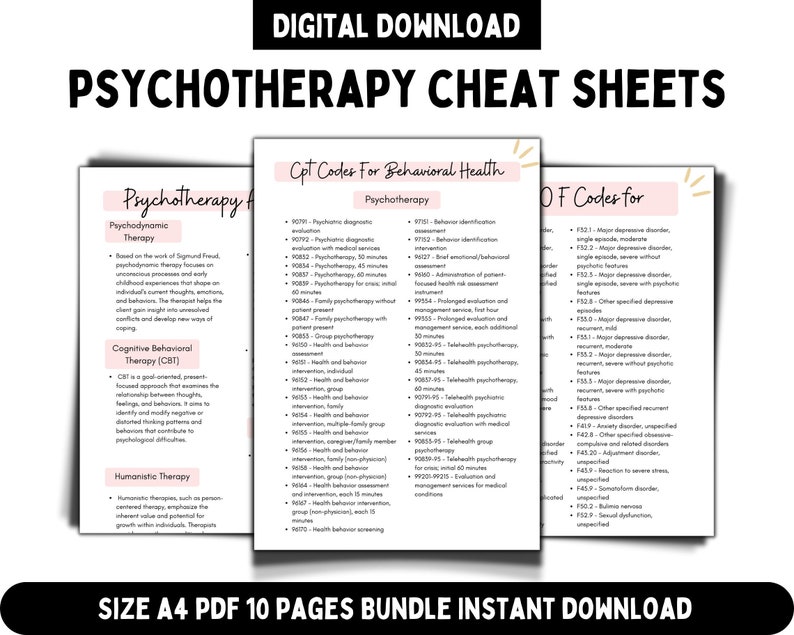 Psychotherapy Cheat Sheets, Therapist Cheat Sheets, Clinical Terms ...
