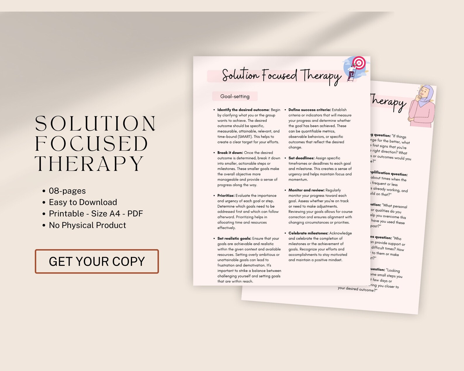 Solution Focused Therapy Questions Cheat Sheet, Therapy Session ...