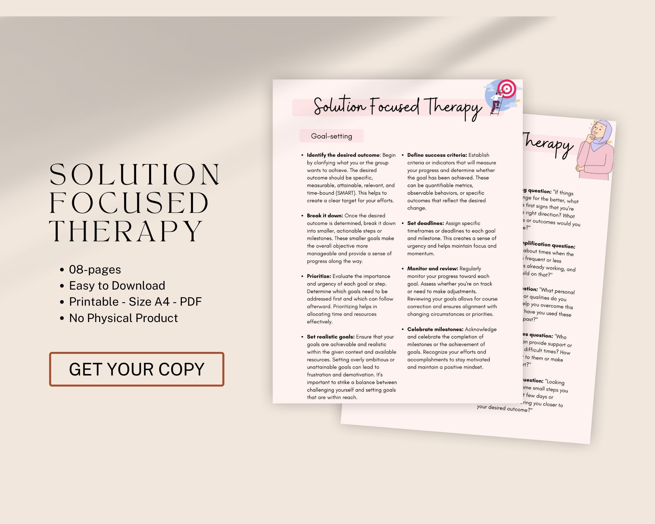 Solution Focused Therapy Questions Cheat Sheet, Therapy Session ...