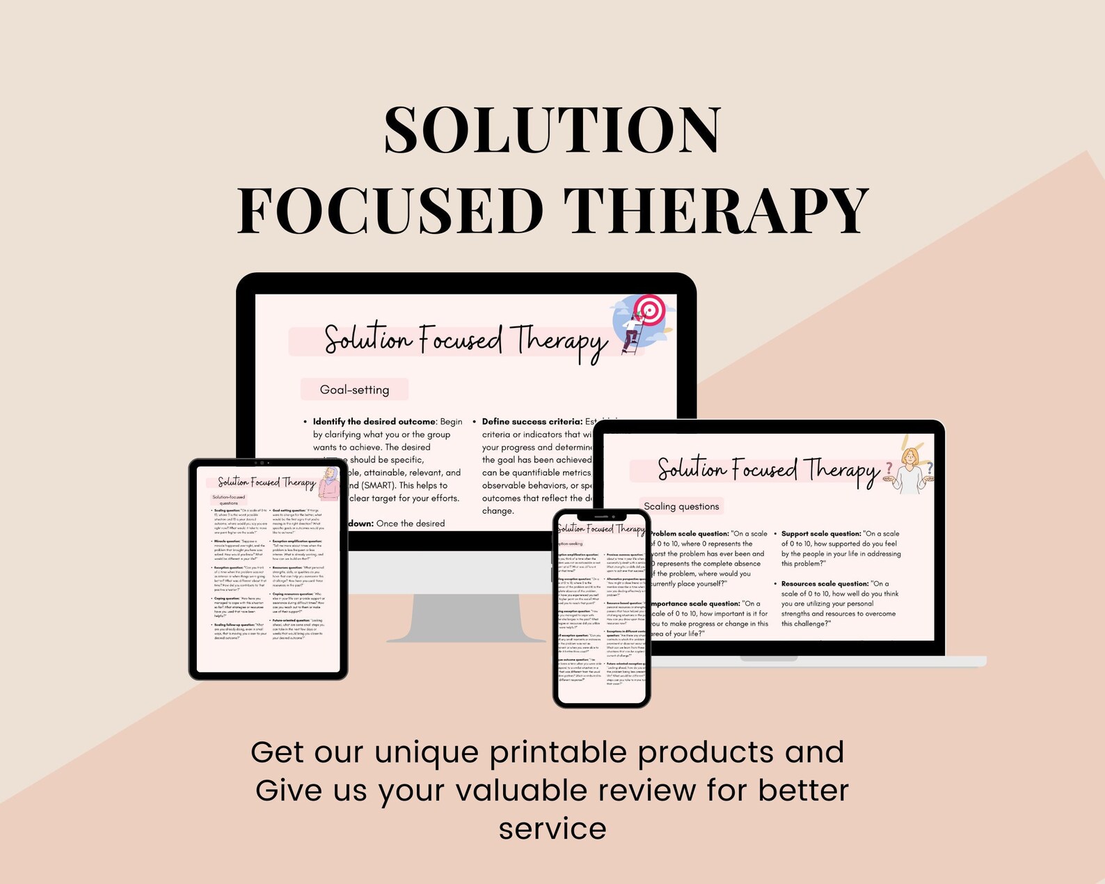 Solution Focused Therapy Questions Cheat Sheet, Therapy Session ...