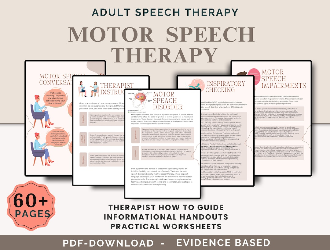Motor Speech Therapy Pack Pdfs, Worksheets, and Resources for Adults ...