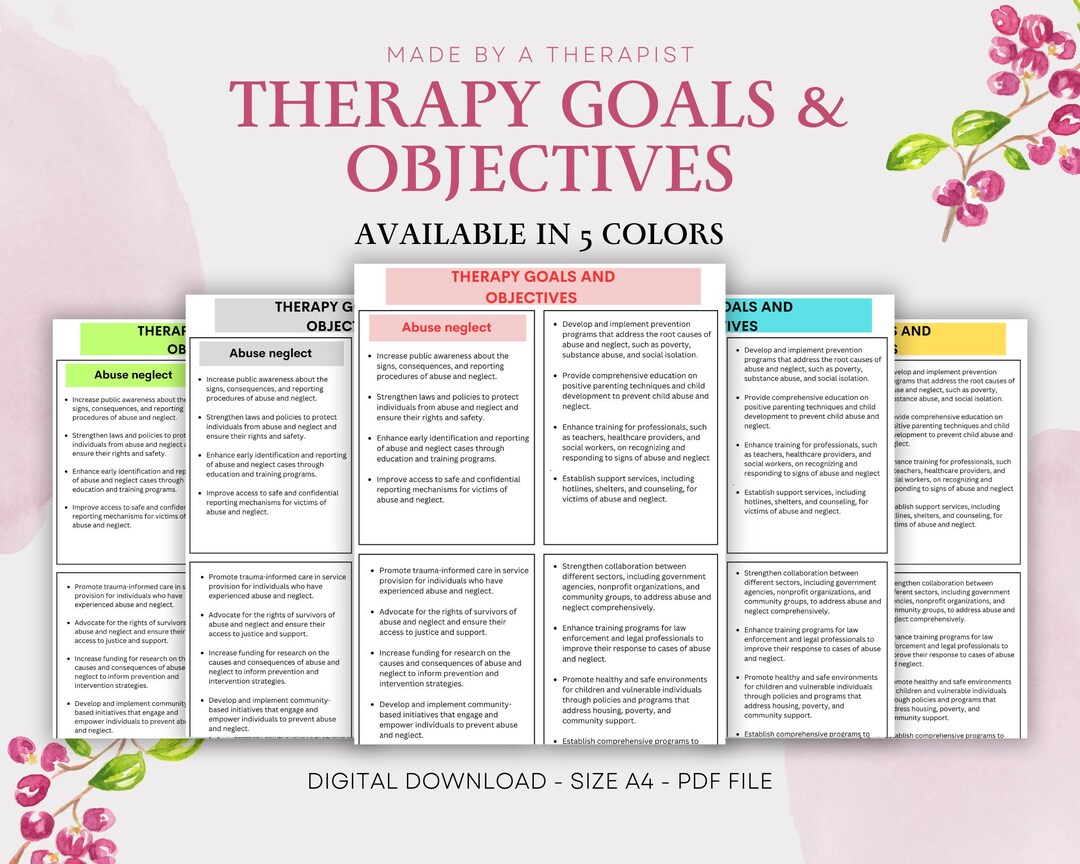 Therapy Goals and Objectives Bundle, Clinical Therapy Notes, Therapist ...