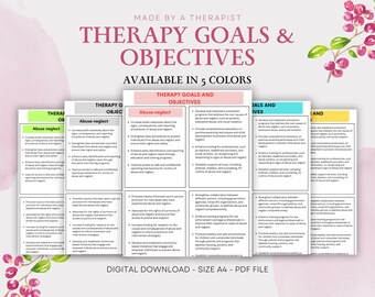 Therapy Goals and Objectives Bundle, Clinical Therapy Notes, Therapist ...