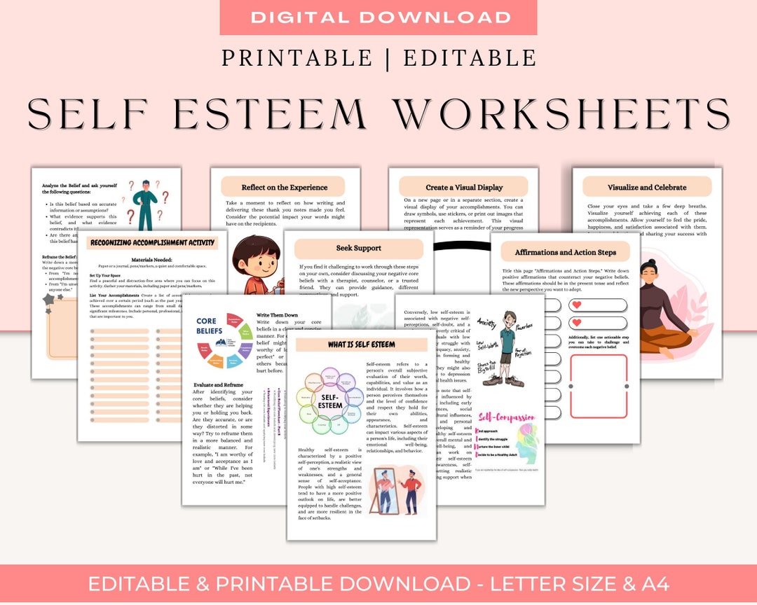Self Esteem Worksheets, Therapy Worksheets, Therapy Resources ...