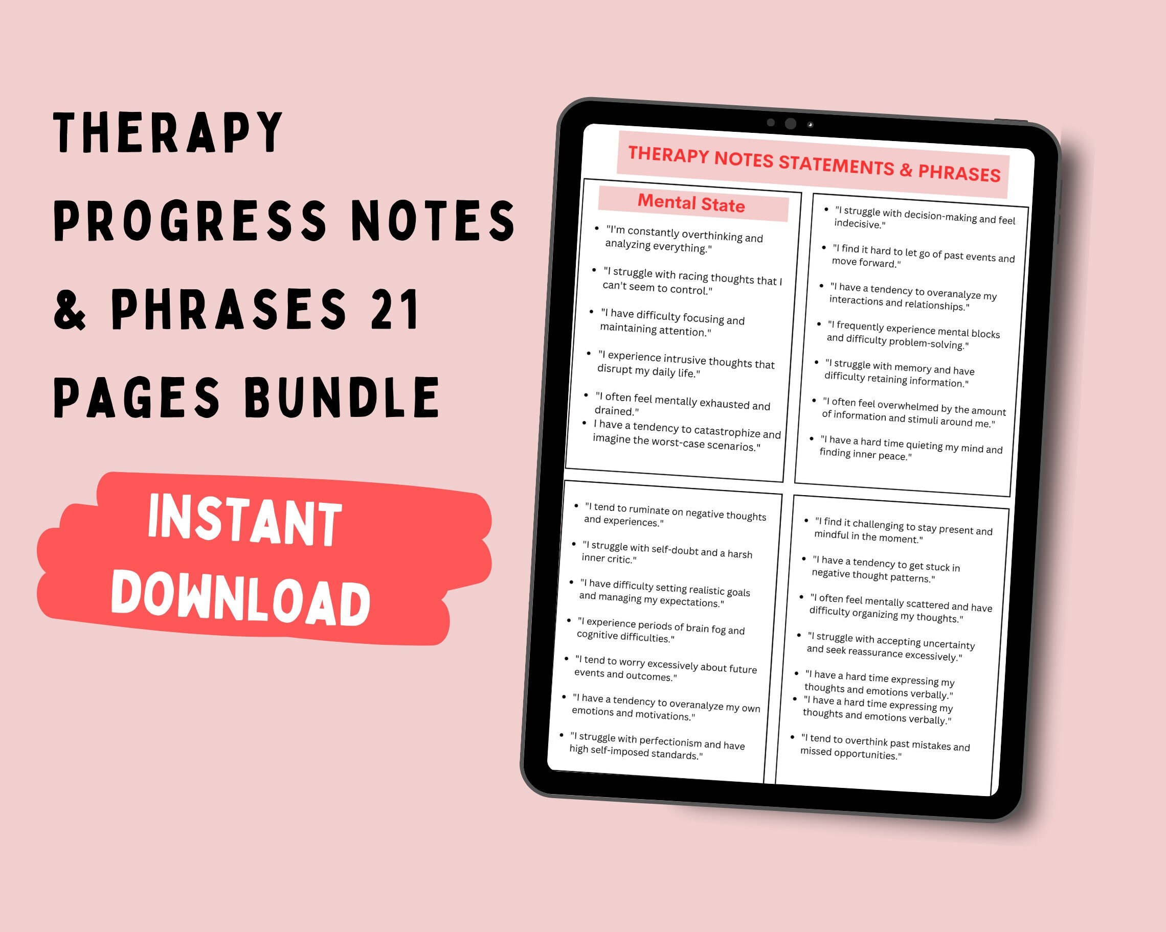 Therapy Progress Notes Cheat Sheet Phrases and Statements Counselor ...