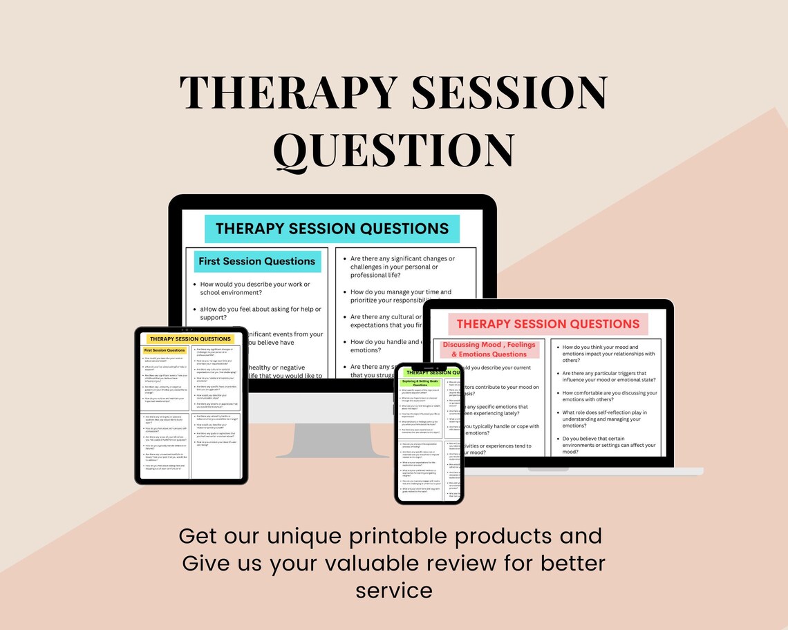 Therapy Session Questions Bundle, Therapy Counseling Notes Template ...