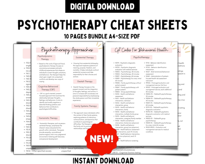 Psychotherapy Cheat Sheets, Therapist Cheat Sheets, Clinical Terms ...