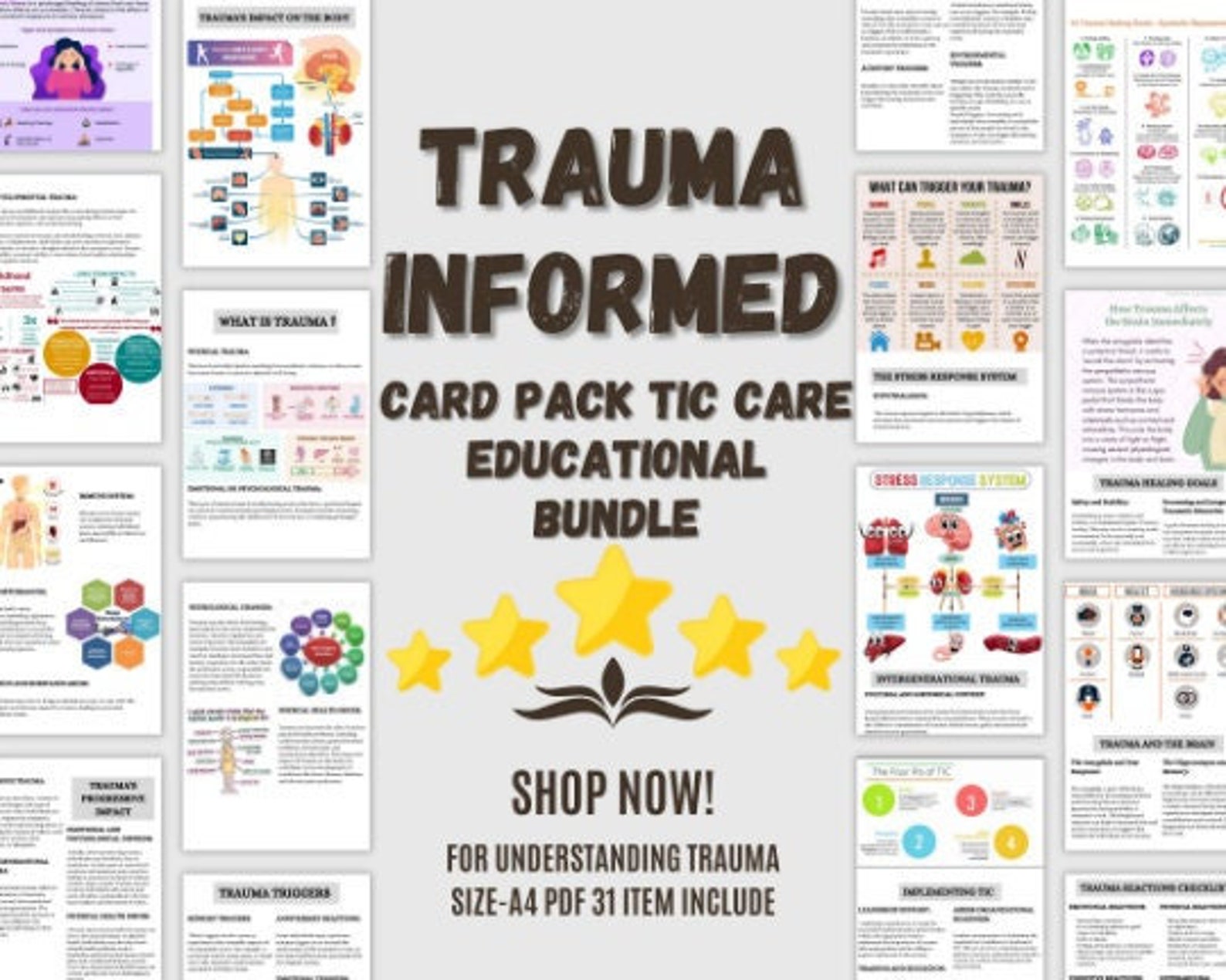 Trauma Informed Educational Bundle, Trauma Guide, Card Pack Tic Care ...