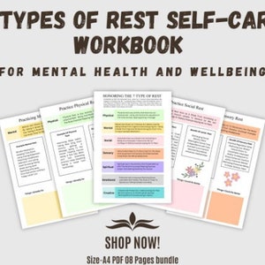 7 Types of Rest Self Care Workbook for Mental Health and Wellbeing ...