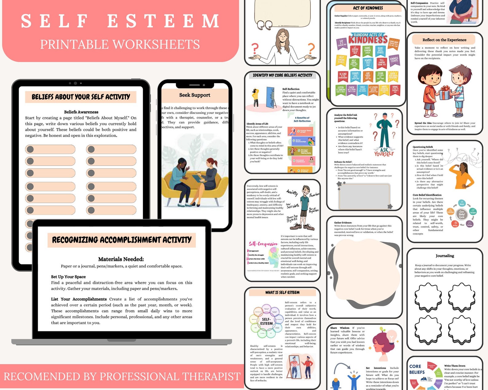 Self Esteem Worksheets, Therapy Worksheets, Therapy Resources ...