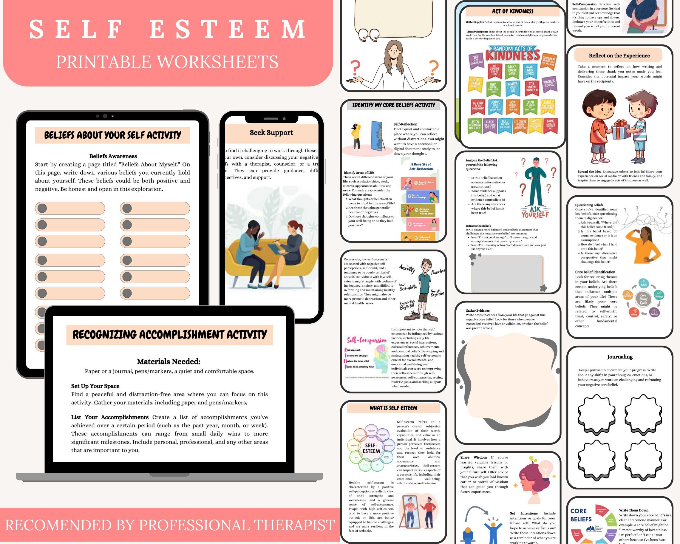 Self Esteem Worksheets, Therapy Worksheets, Therapy Resources ...
