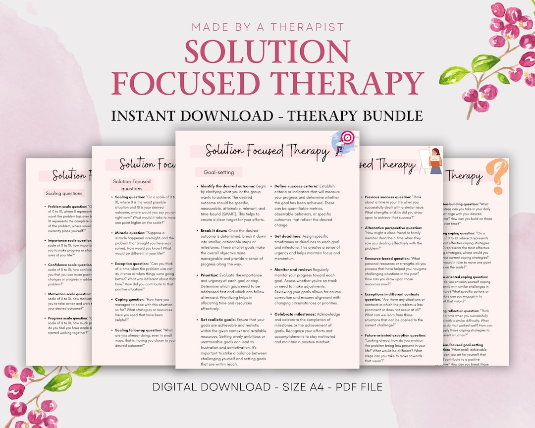 Solution Focused Therapy Questions Cheat Sheet, Therapy Session ...