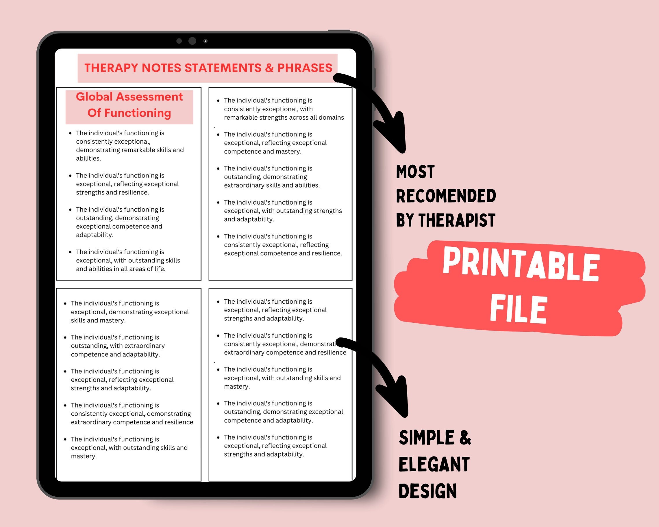 Therapy Progress Notes Cheat Sheet Phrases and Statements Counselor ...