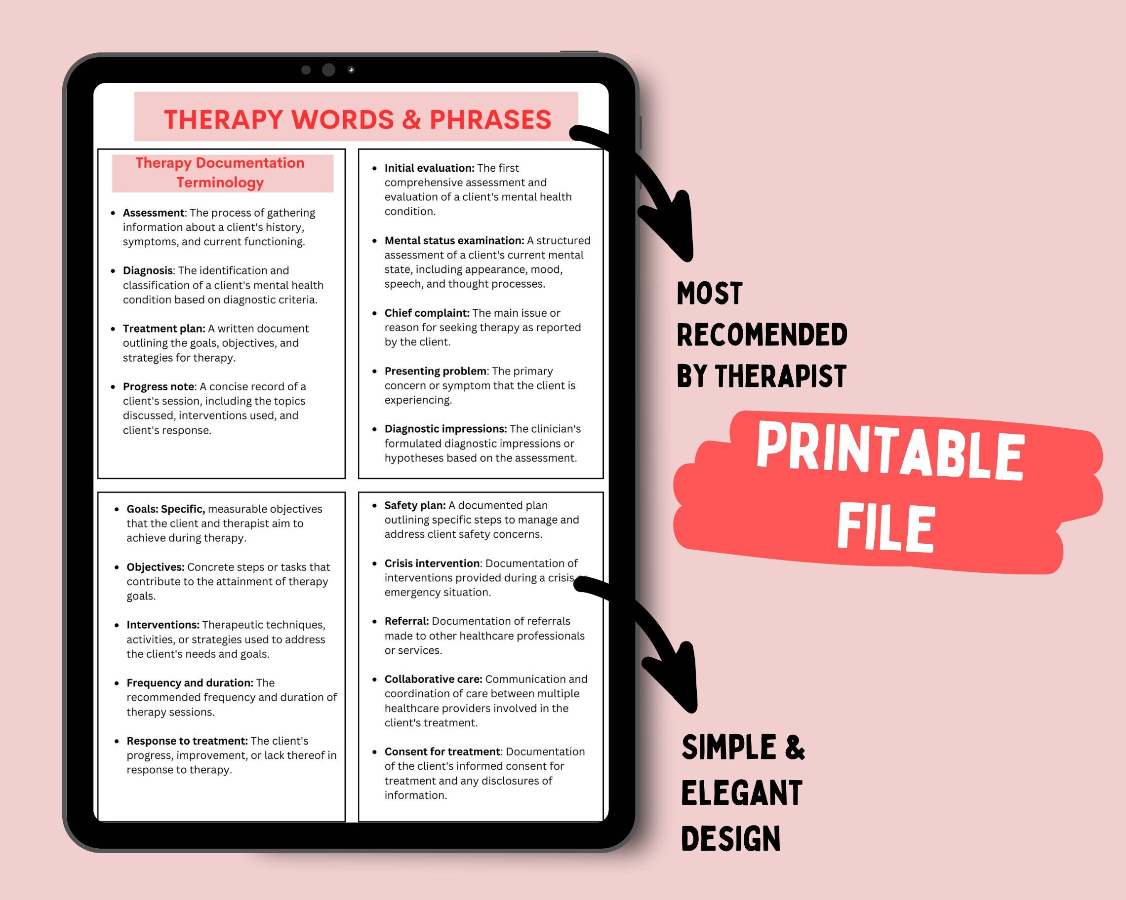 Therapy Words & Phrases Bundle, Therapy Worksheet, Therapy Notes ...