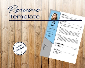 RESUME TEMPLATE BLUE - Etsy