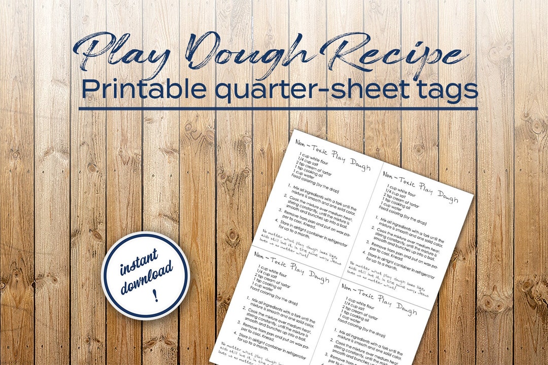 Non-toxic Play Dough Recipe Tags - Etsy