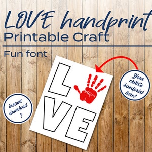 Printable LOVE Handprint Craft Template - Etsy