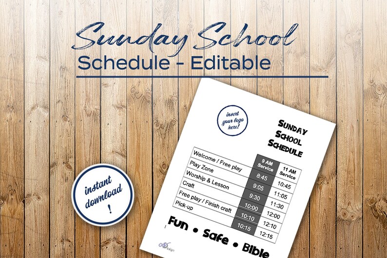 Editable Sunday School Schedule for Little Kids - Etsy