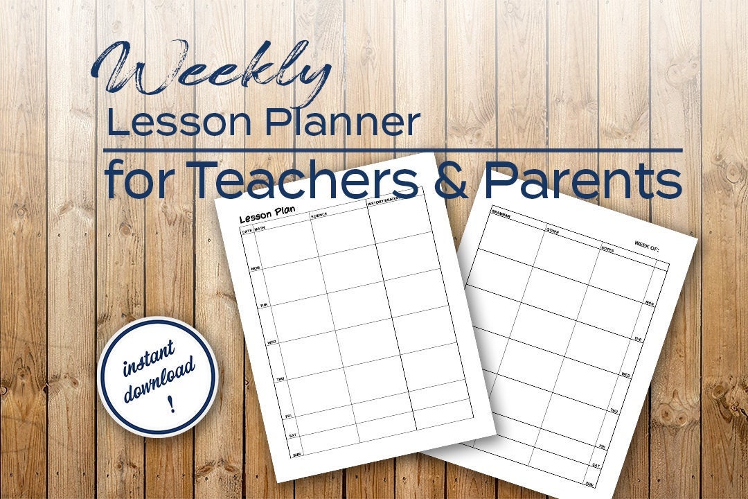 Printable Weekly Lesson Plan Chart Template by Subject - Etsy