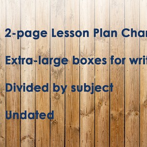 Printable Weekly Lesson Plan Chart Template by Subject - Etsy