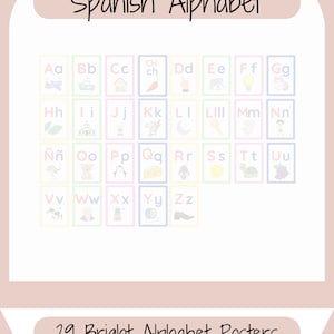 Spanish Alphabet Poster, Printable Flash Cards, US Letter and Half ...